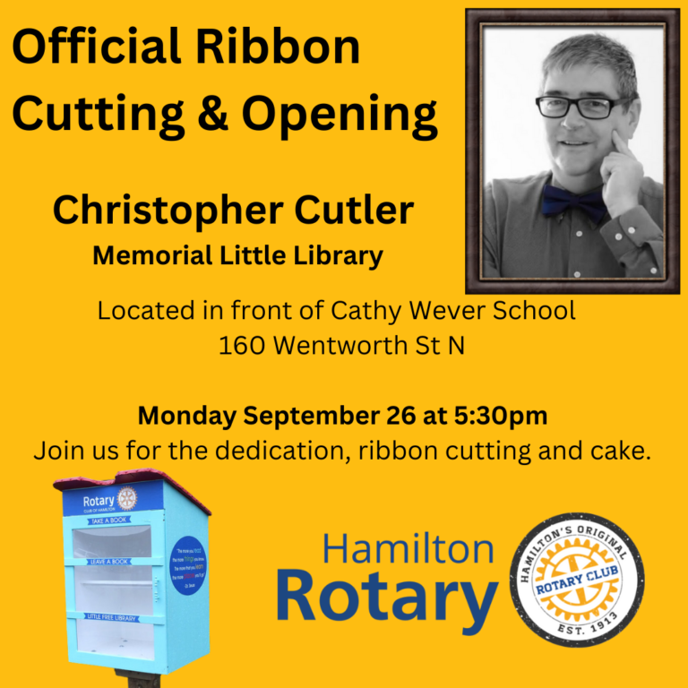 Chris Cutler Memorial Little Library - Rotary Club of HamiltonRotary ...